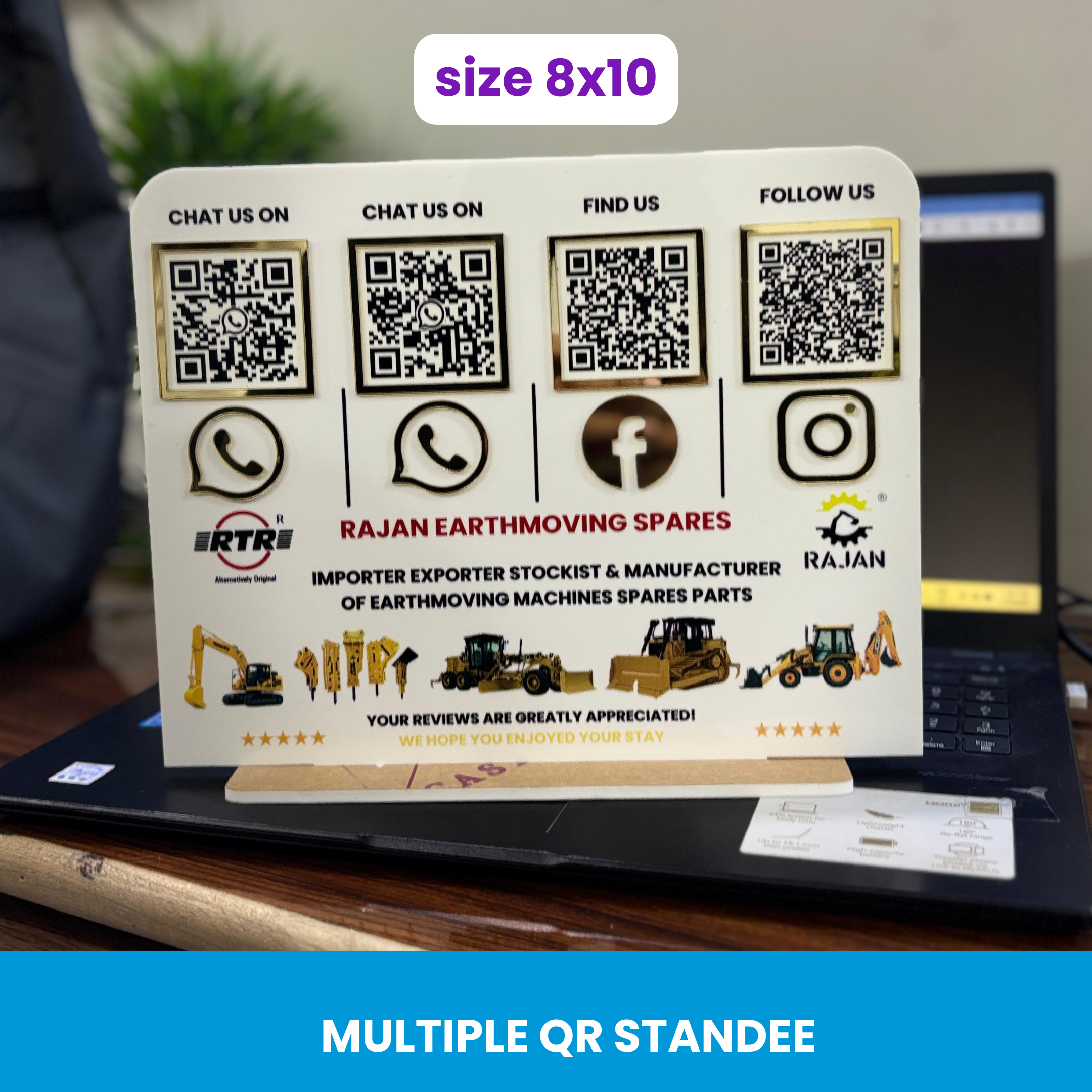 8*10 4 QR |Printing Multiple QR premium display standee |Print Deer Mo